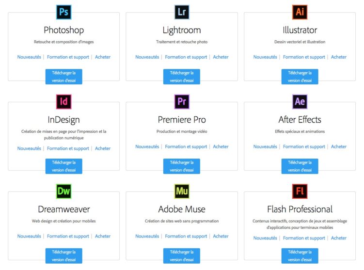 Adobe remet à zéro les versions d'essai des logiciels du Creative Cloud