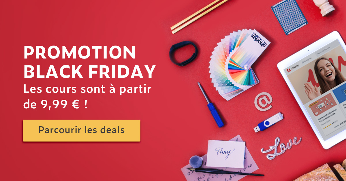 Black Friday Udemy : tous les cours à 9,99€ + un crédit de 9,99€ offert