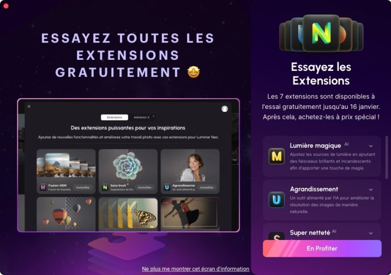 Luminar Neo : toutes les extensions disponibles en essai gratuit jusqu ...