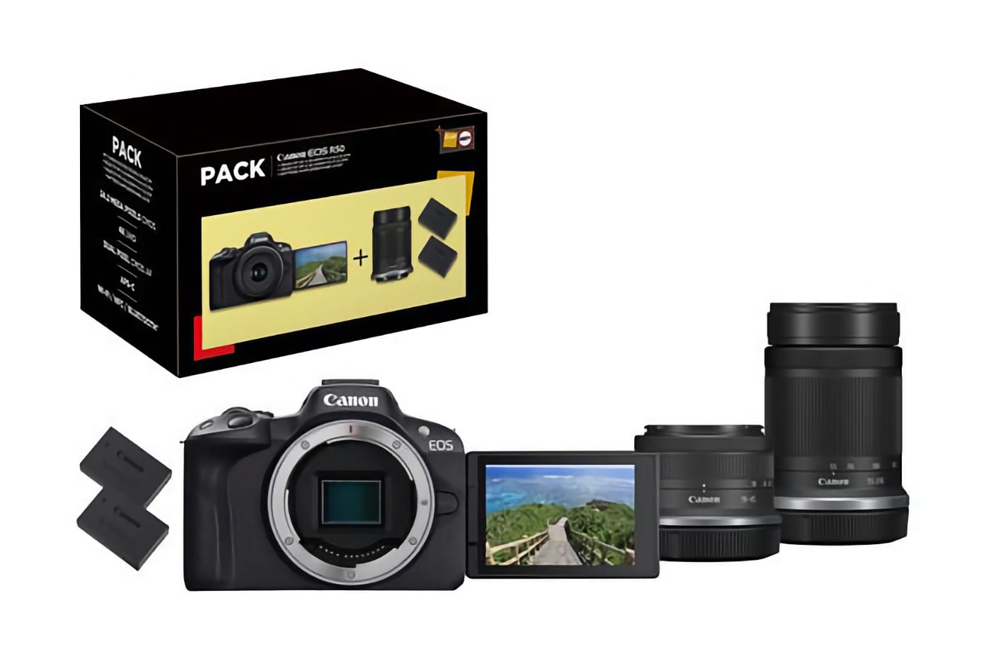 French Days : Pack Canon EOS R50 + 18-45 mm + 55-120 mm + 2e batterie à ...